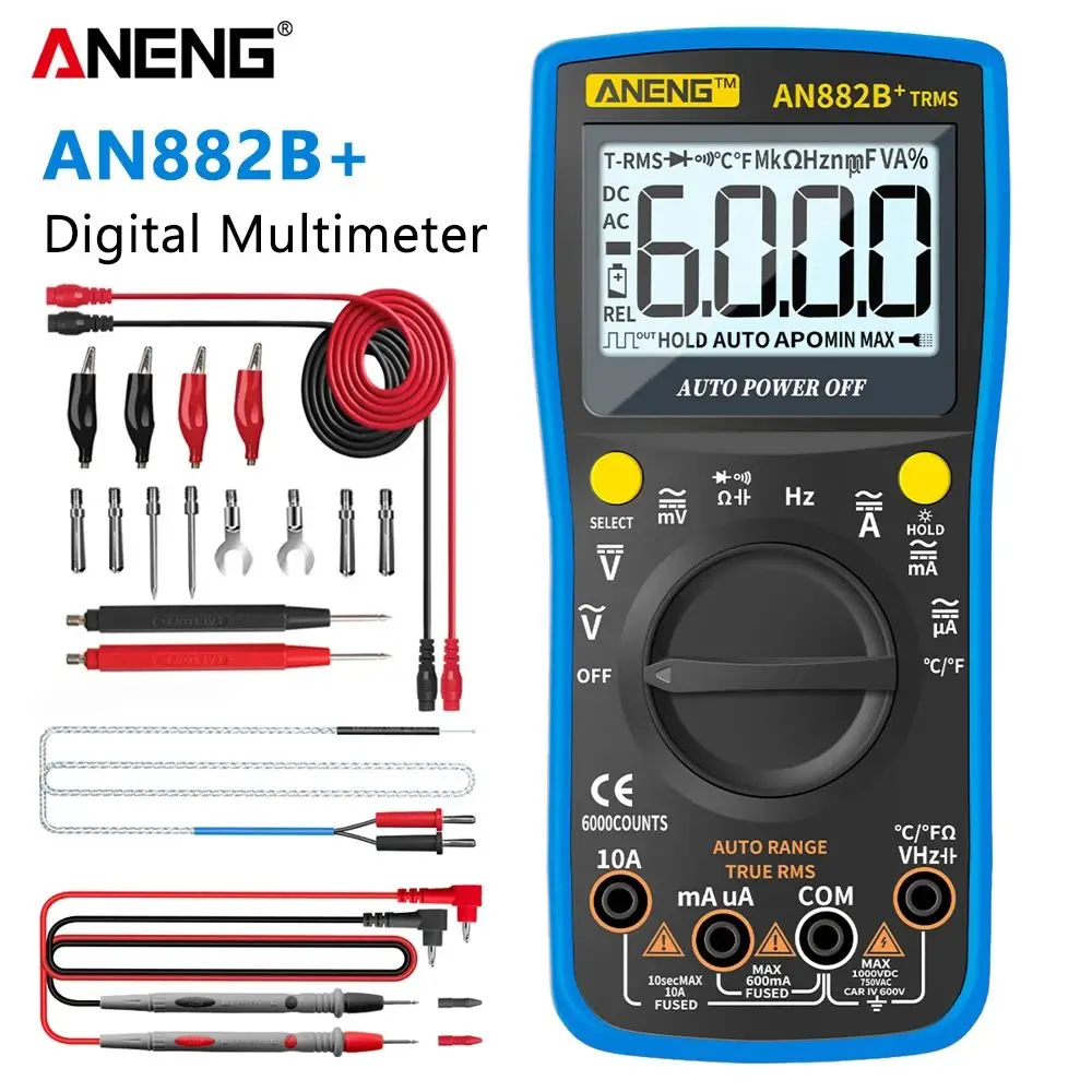 Auto Transistor | Temp Tester | Multimeter | Acdc - An882b Digital 6000 ...