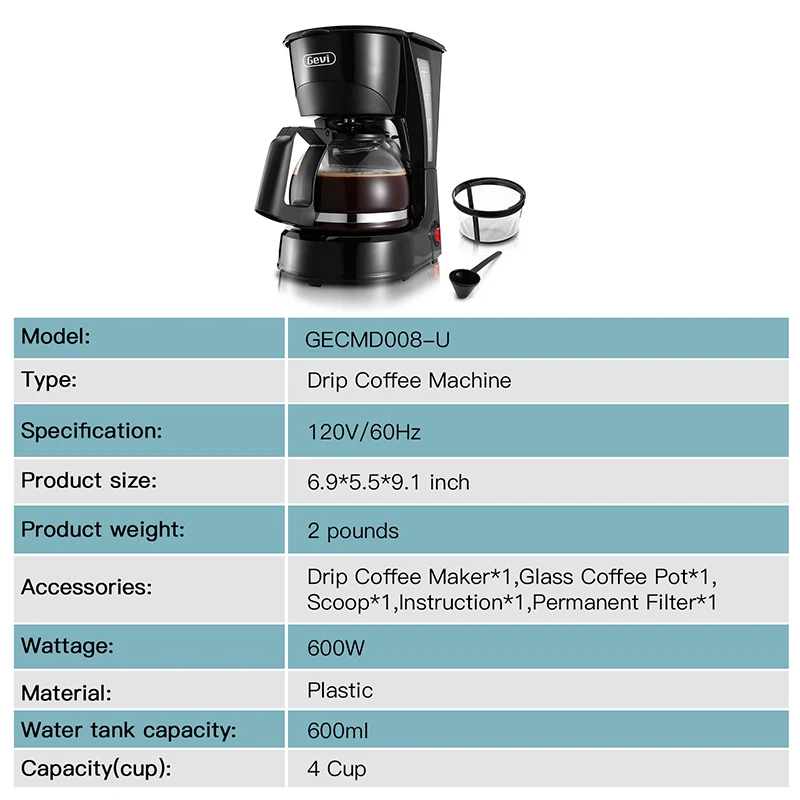 4 Cup Drip Coffee Makers