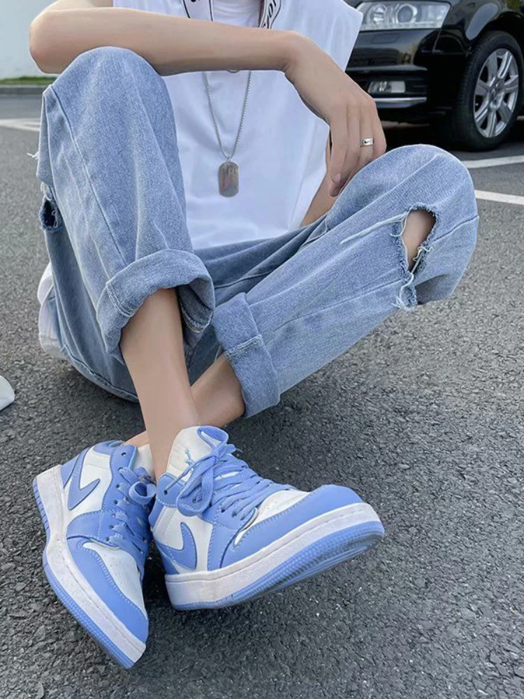 Summer Ripped Jeans Men's Hip Hop Straight Ankle length Pants Hong Kong ...