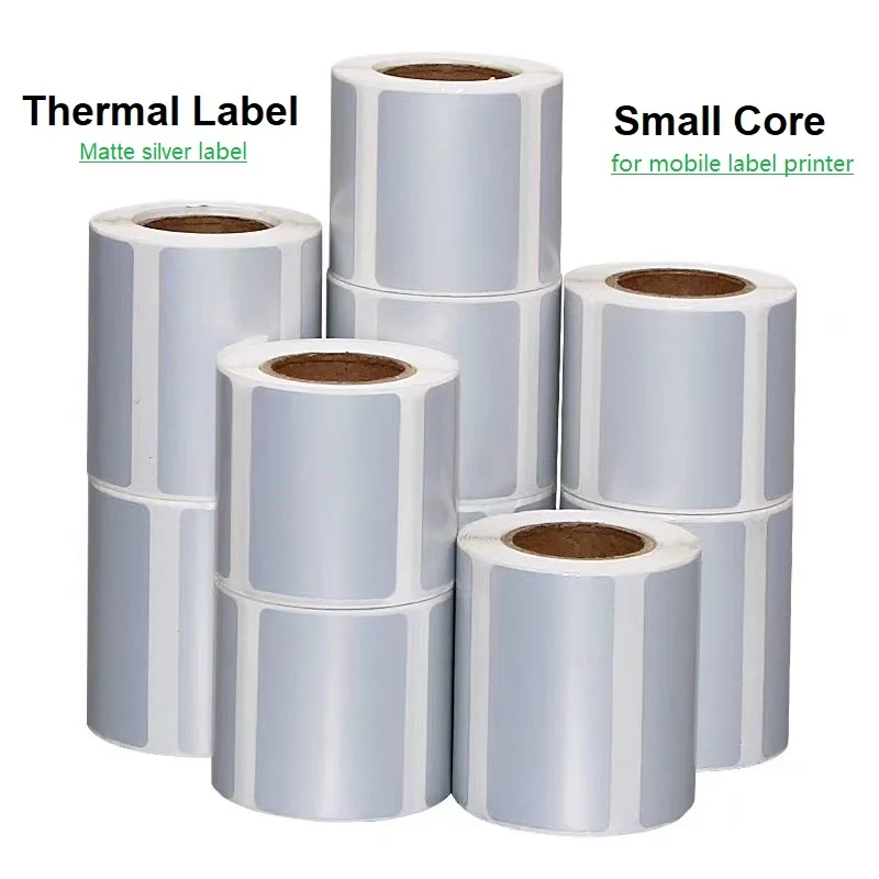 5-Rolls-Matte-silver-label-paper-30-40-50-60-small-roll-self-adhesive ...