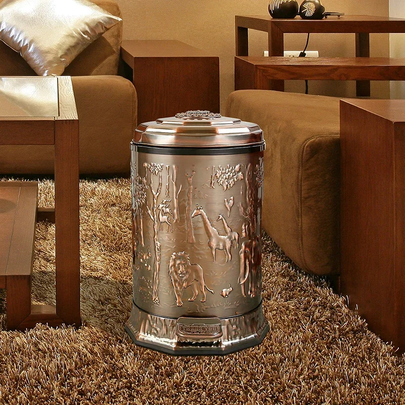 Luxury-Gold-Trash-Bins-Stainless-Steel-Metal-Garbage-Cans-with-Foot ...