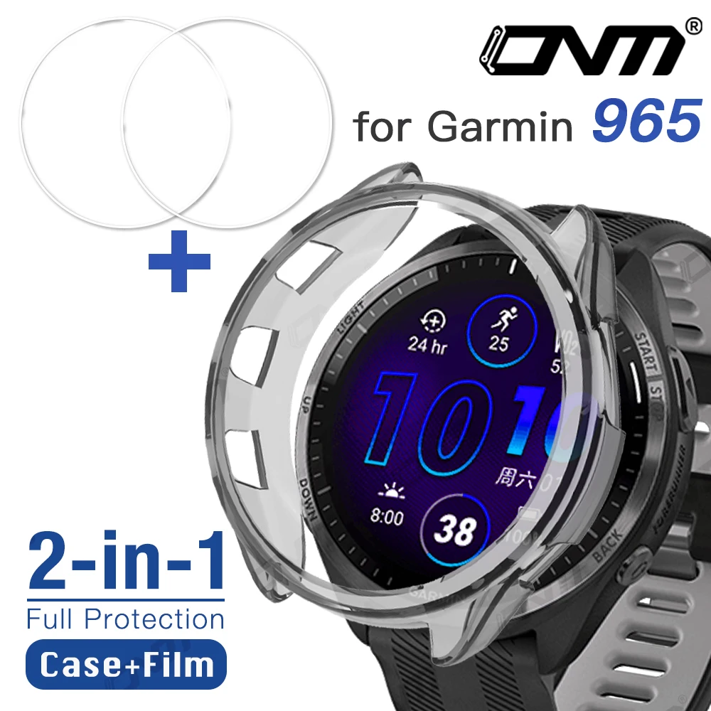 2-1-Pack-Case-Cover-Screen-Protector-Glass-for-Garmin-Forerunner-965 ...