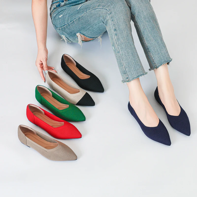 Women's solid color flat shoes casual fashion breathable non slip ...