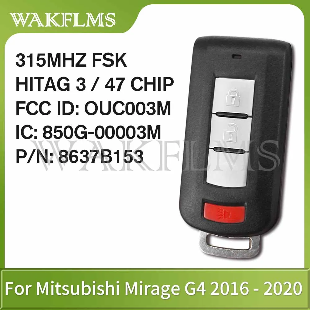 For Mitsubishi Mirage G4 2016 2017 2018 2019 2020 Smart Key Car key ...