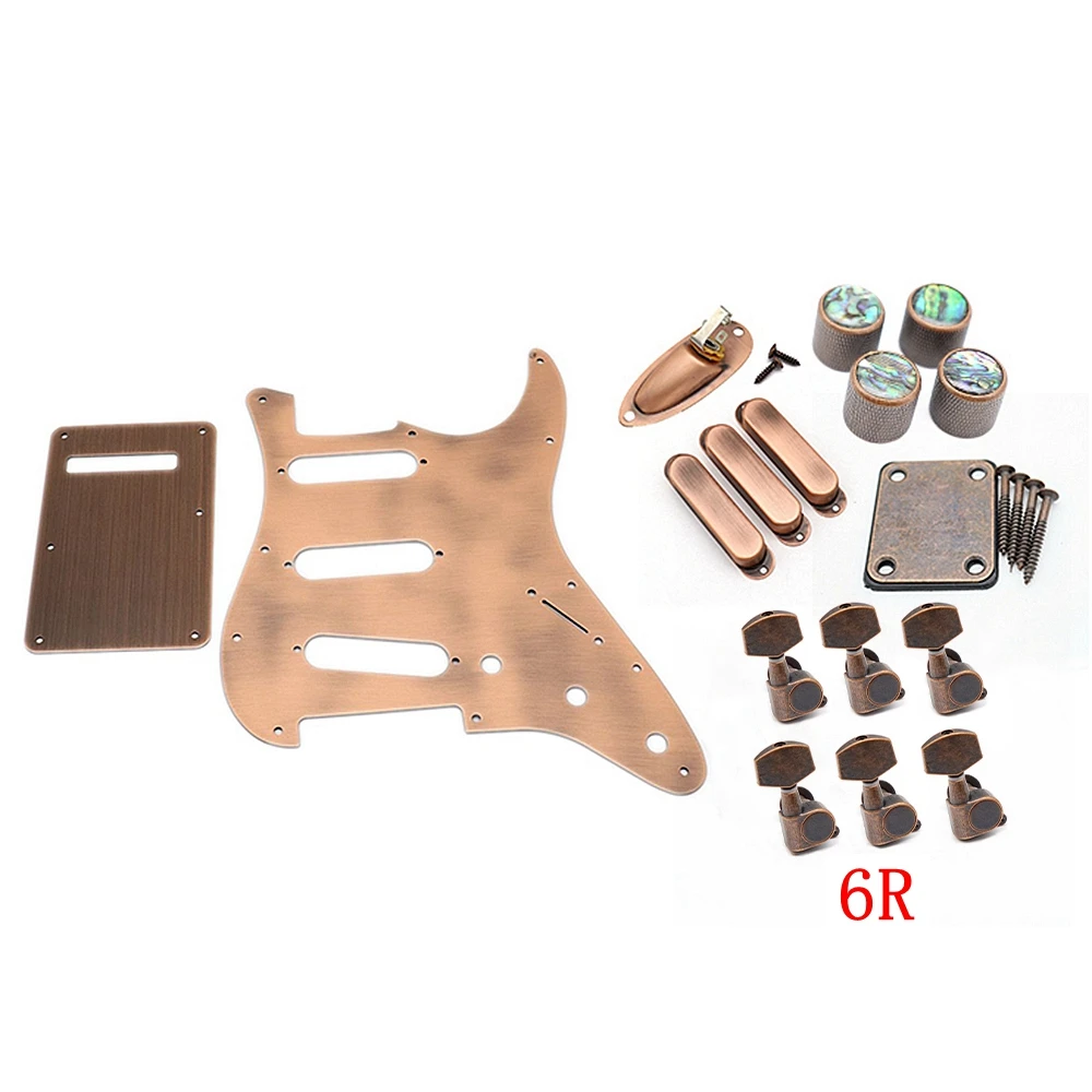 Sets-Complete-Loaded-Red-Copper-Pickguard-SSS-11Hole-with-Knobs-Tuners ...