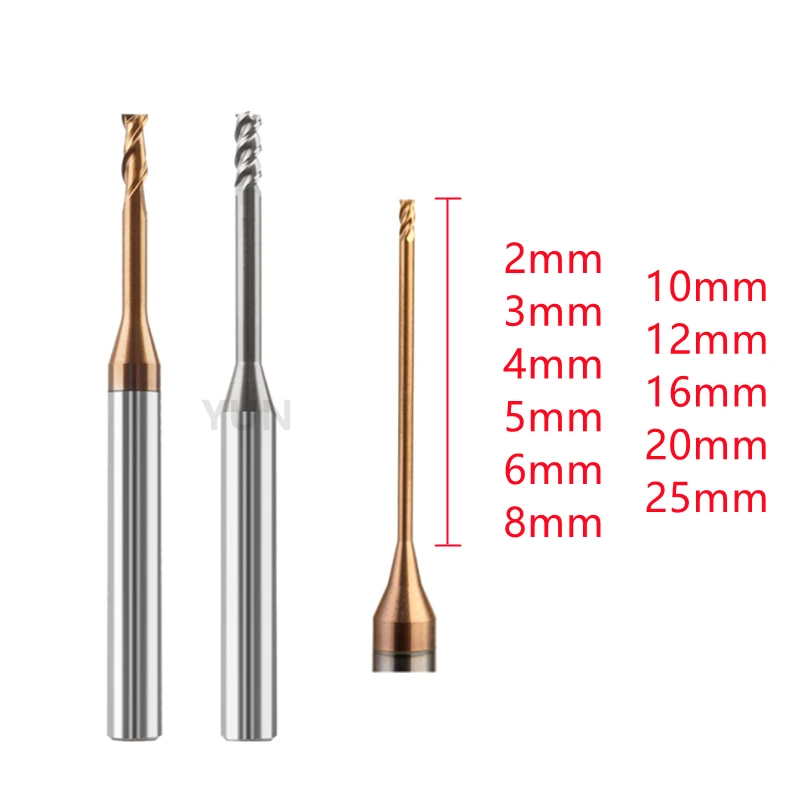 Deep Groove Milling Cutter Mini Long Neck End Mill D0.2-3 Carbide CNC ...
