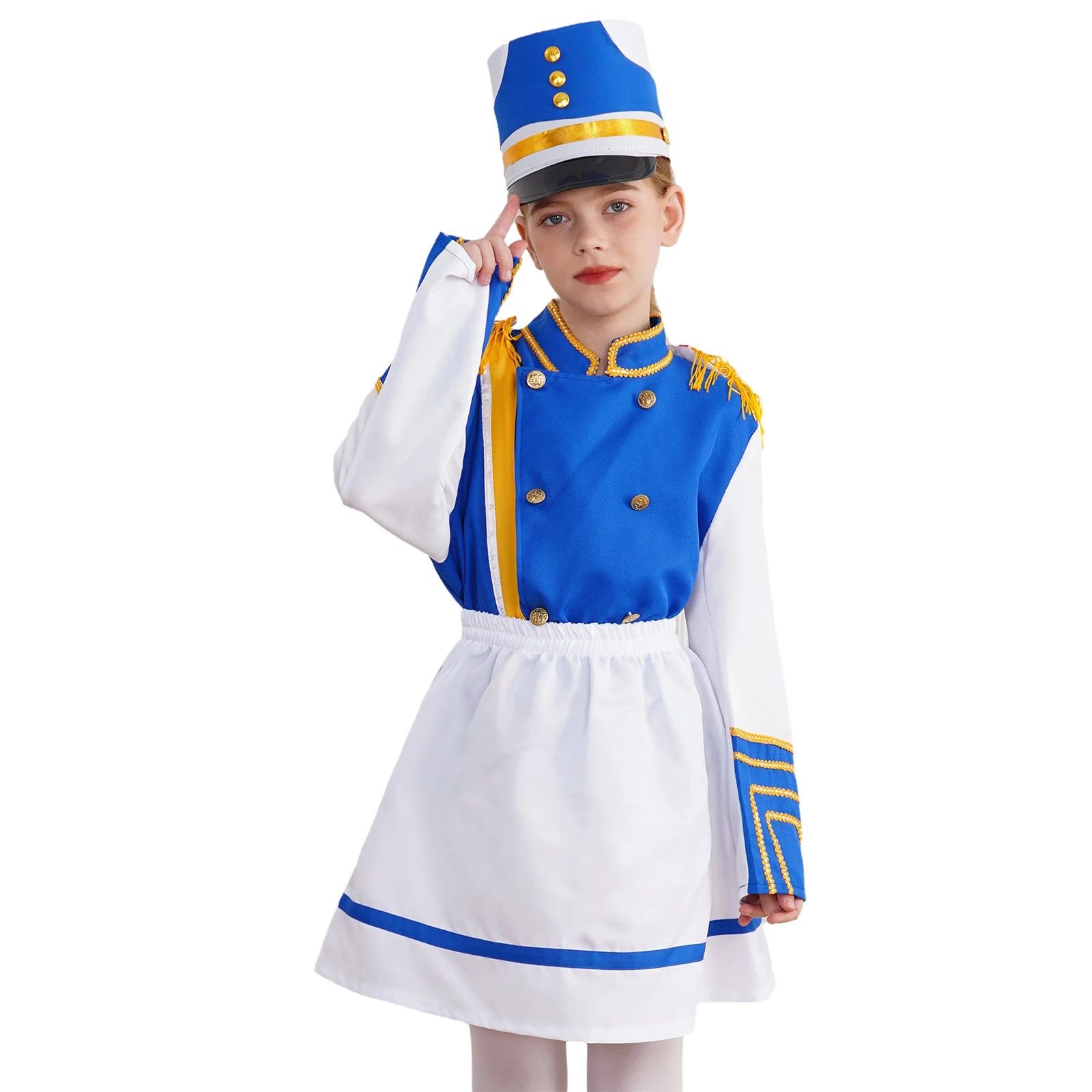 Kids-GirlsTrumpet-Team-Uniform-Marching-Band-Costume-Long-Length-Tops ...