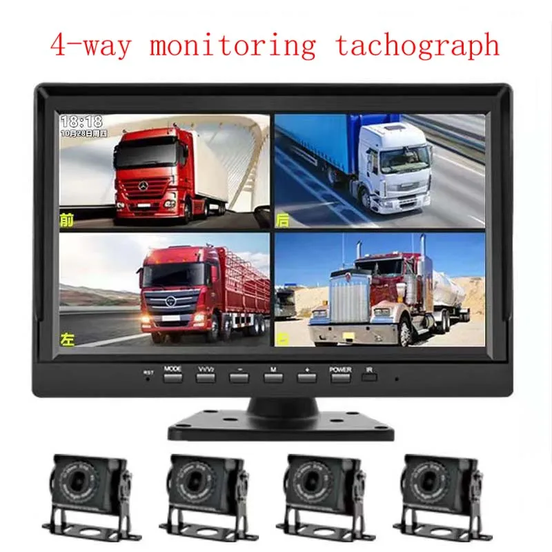4 Way Hd 10 Inch Screen Tachograph, Car, Truck, Bus Monitoring 12V/24V Universal, 1 Set ...