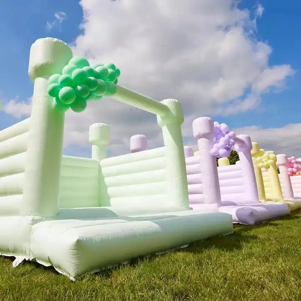 Colorful-Inflatable-Wedding-Bounce-House-pink-blue-peach-PVC-White ...