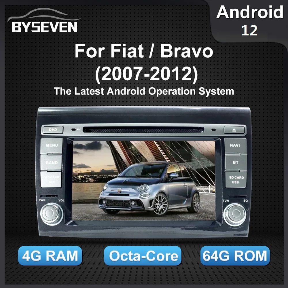 4GSIM/Wireless Carplay Android 12 Auto Radio For Fiat Bravo 2007-2012 ...