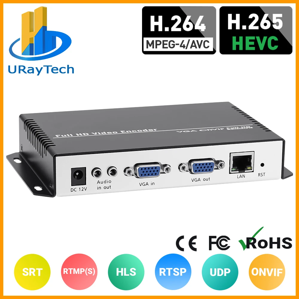 HEVC H.265 MPEG4 H.264 VGA Video to IP Encoder IPTV Live Streaming ...