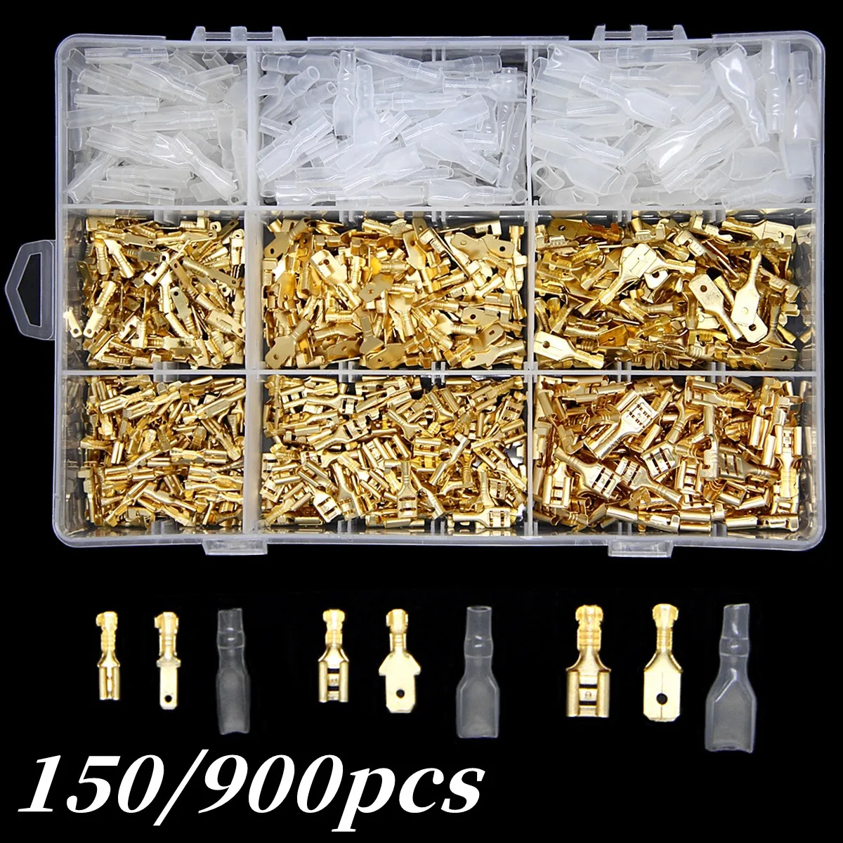150/900PCS Female Male Spade Wire Butt Connectors Lugs Battery Starter ...