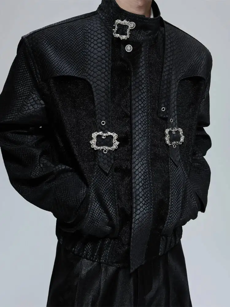 Man Leather Jacket 2025 New Snake Faux Leather Jacket Deconstructed ...