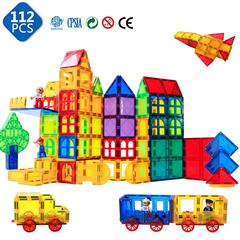112PCS-Magnetic-Tiles-Big-Size-Magnet-Construction-Building-Blocks-Sets ...