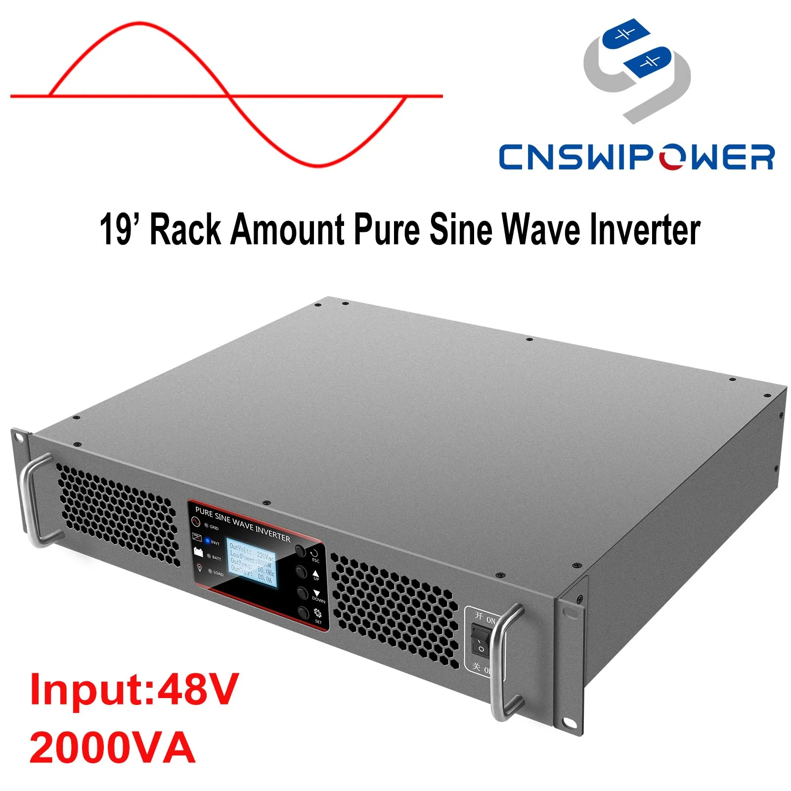 19" Rack Mount Telecom Pure Sine Wave Inverters 2000VA/2KVA 48V to 120V ...