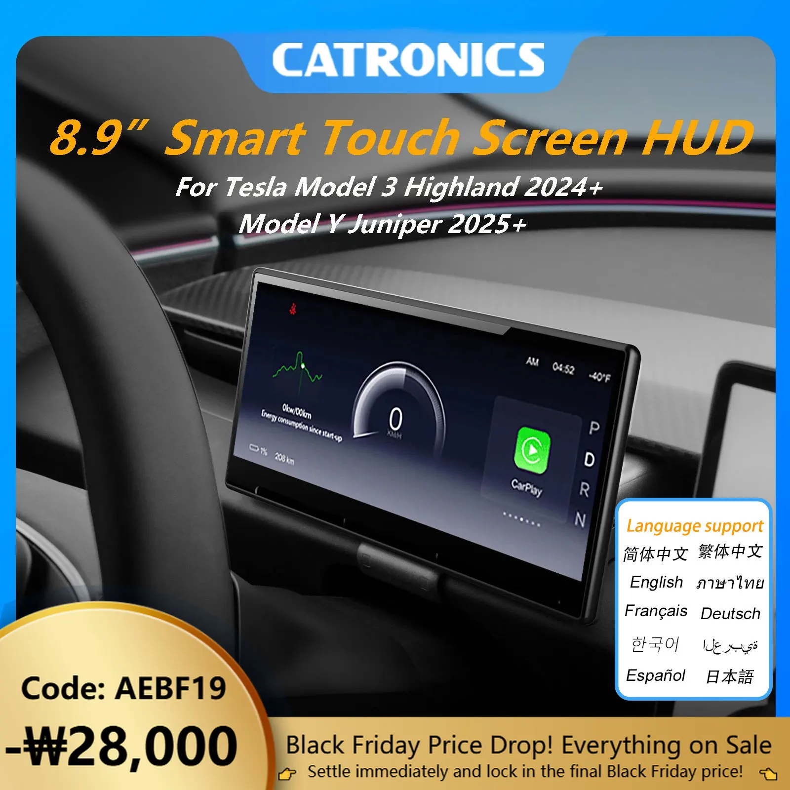 CarPlay pour Tesla Model Y : Le HUD CATRONICS 8,9 Est-il Vraiment la ...