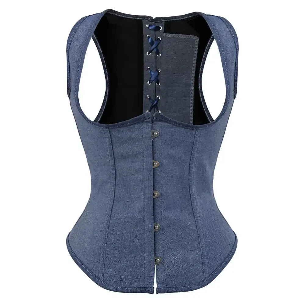 Women-Corset-Denim-Underbust-Corsets-Sexy-Lace-Up-Boned-Corsetto ...