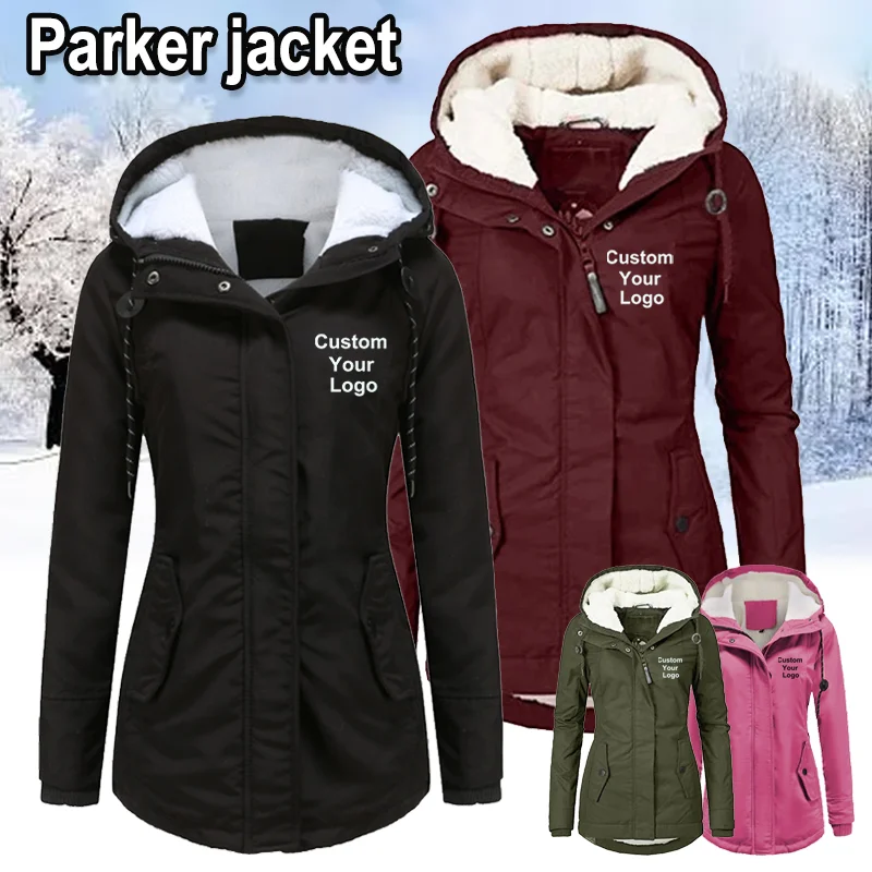 Winter warm Coat Women Custom Your Logo Solid Thickening Jacket Outdoor ...