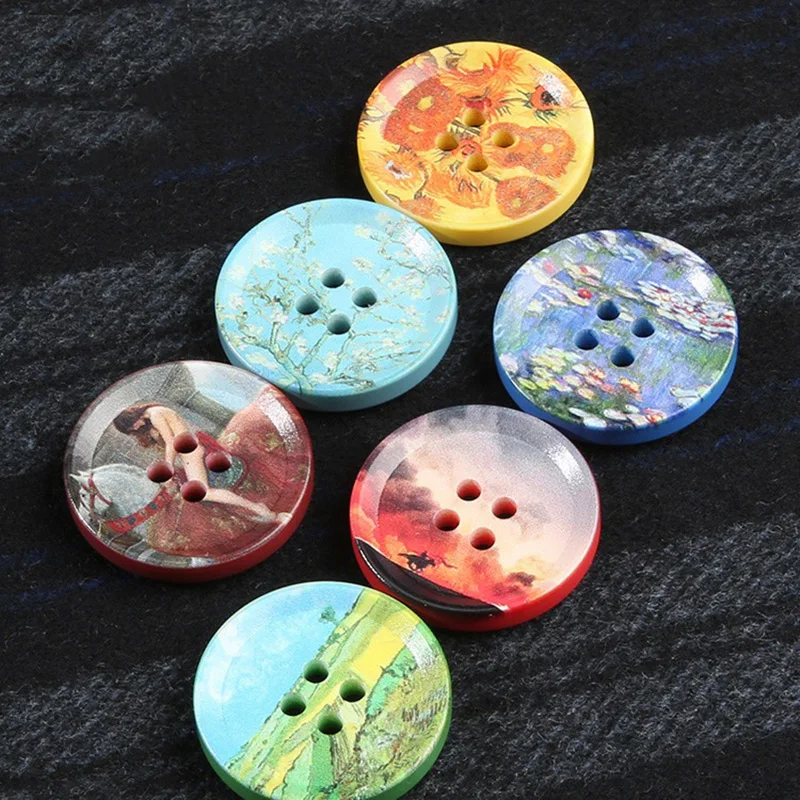 10pcs 22/25/30mm Oil Painting Buttons Round Coat Men's and Women's Coat ...