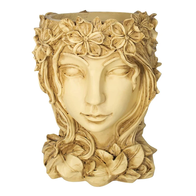 Head Planter Face Flower Pot Goddess Statue Planter Decorative Girl ...