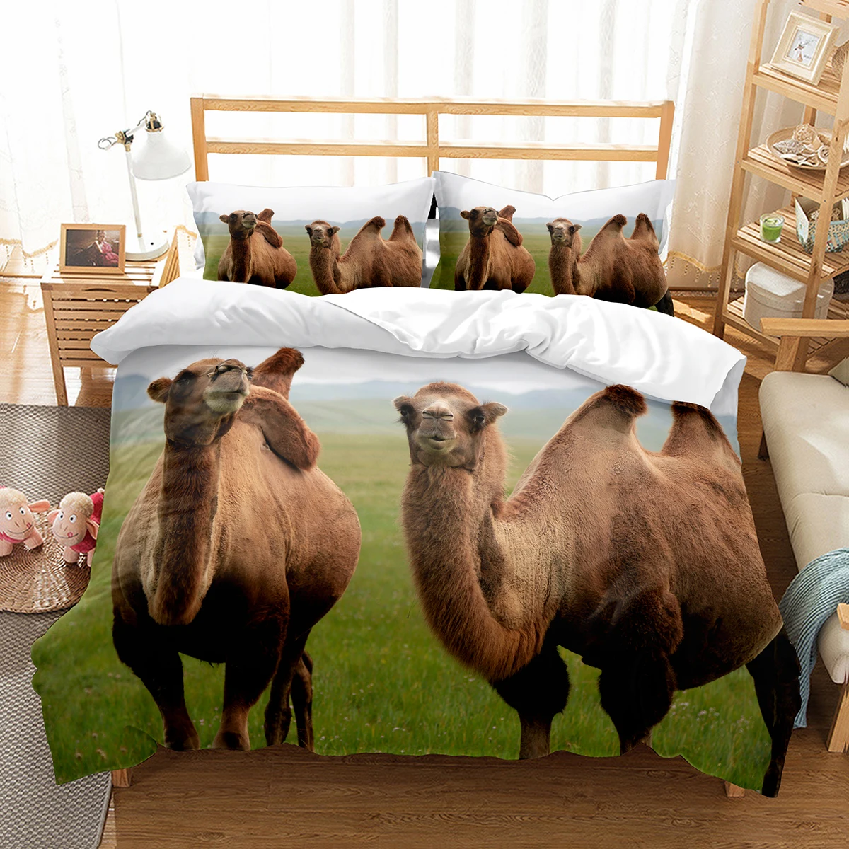 Camel King Queen Duvet Cover Tropical Desert Animals Bedding Set Lovely ...