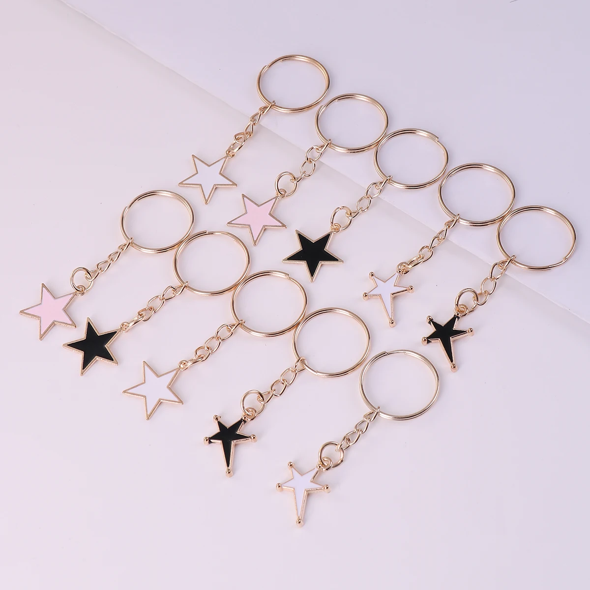 10pcs-Alloy-Star-Pendant-Cartoon-Keychain-Cute-Metal-KeyRing-Purse-Bag ...