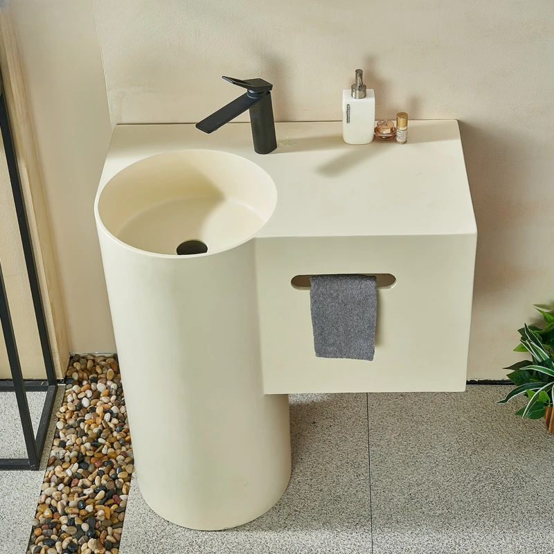 Artificial-stone-column-basin-integrated-floor-standing-washbasin-art ...