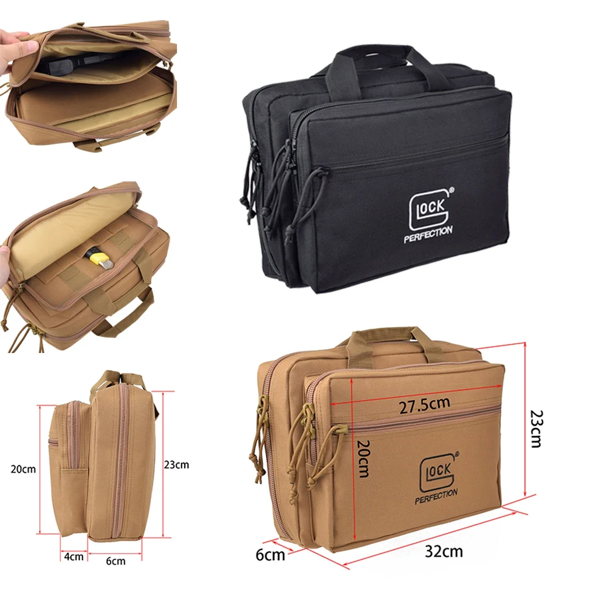 Tactical-Double-Pistol-Gun-Bag-Portable-Magazine-Pouch-Glock-Padding ...