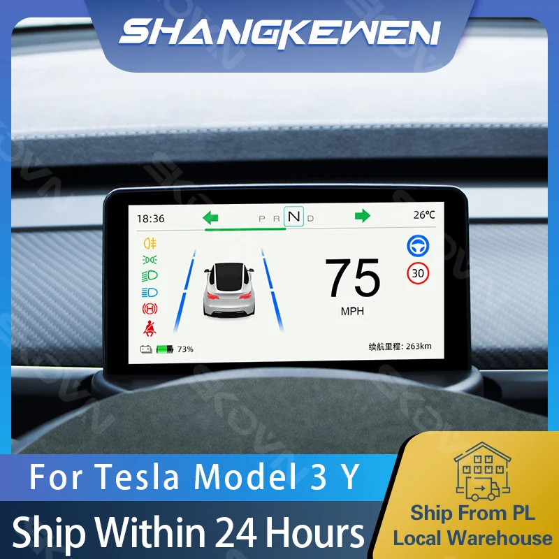 Model 3 Y 7'' Multifunctional Hud Lcd Screen Dashboard Cluster Instrument Hd Meter Speedometer ...