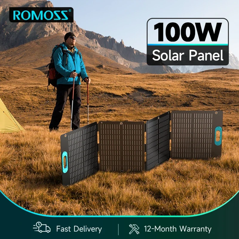 ROMOSS-100W-Solar-Panel-Foldable-10-2V-Conversion-Rate-22-4-Waterproof ...