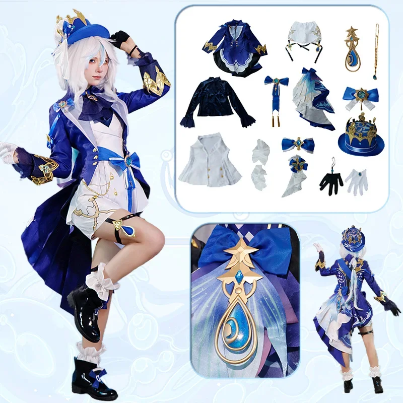 Premium-Genshin-Impact-white-Black-Furina-Cosplay-Focalors-Hat-Hair ...