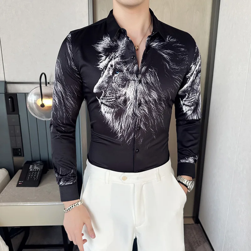 Men-s-Luxury-Design-Dress-Shirt-Long-Sleeve-Button-Down-Printed-Shirt ...