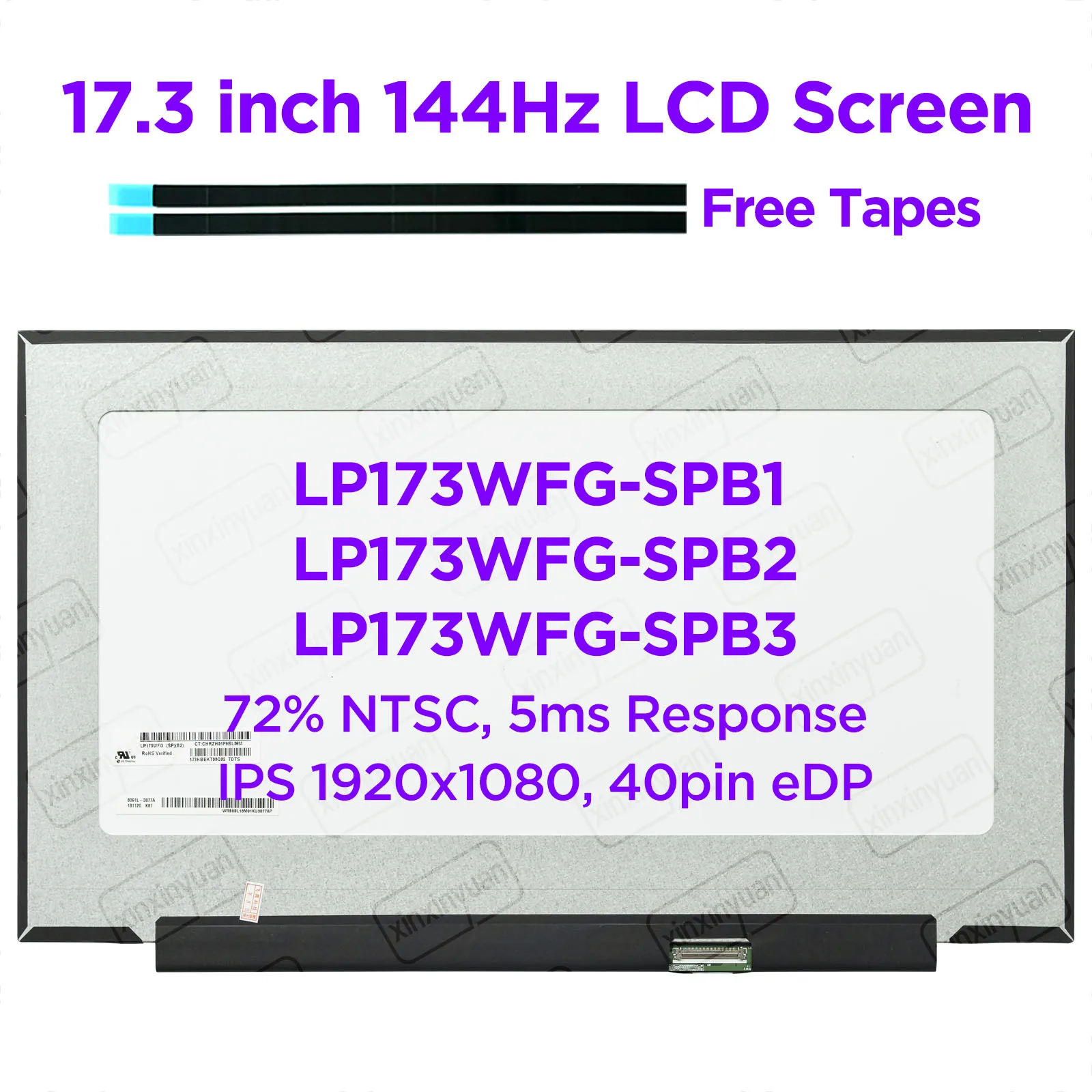 17.3" 144Hz Laptop LCD Screen LP173WFG-SPB2 fit LP173WFG SPB1 SPB3 for ...