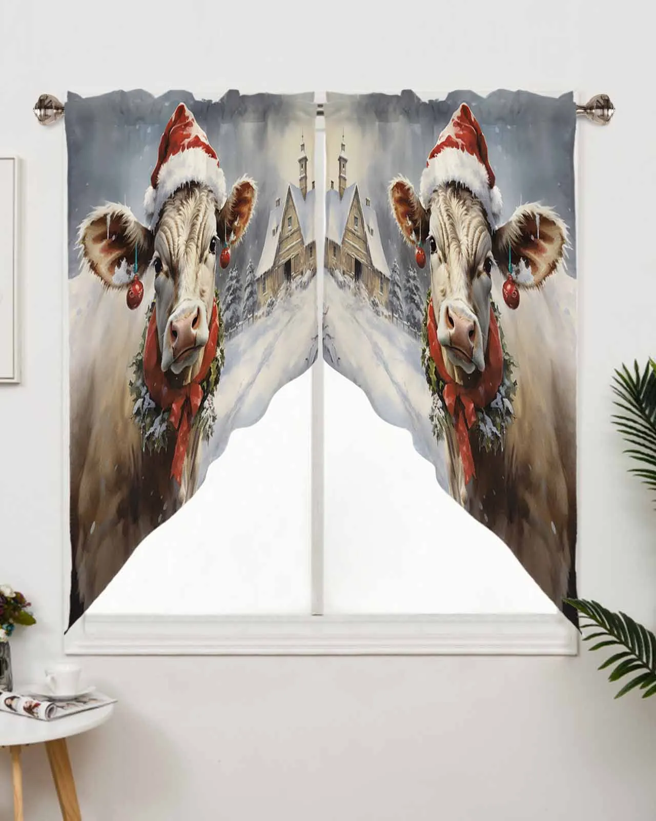 Christmas-Vintage-Farm-Cow-Window-Curtains-for-Living-Room-Kitchen ...