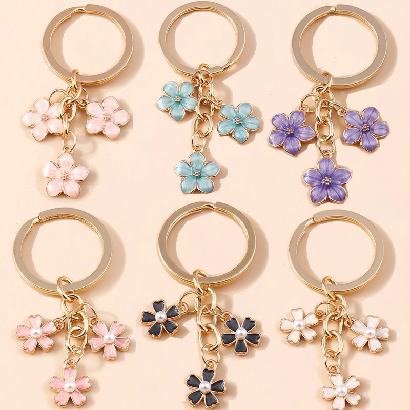 Lovely-Enamel-Flower-Keychain-for-Car-Key-Holder-Key-Ring-Pendant-for ...