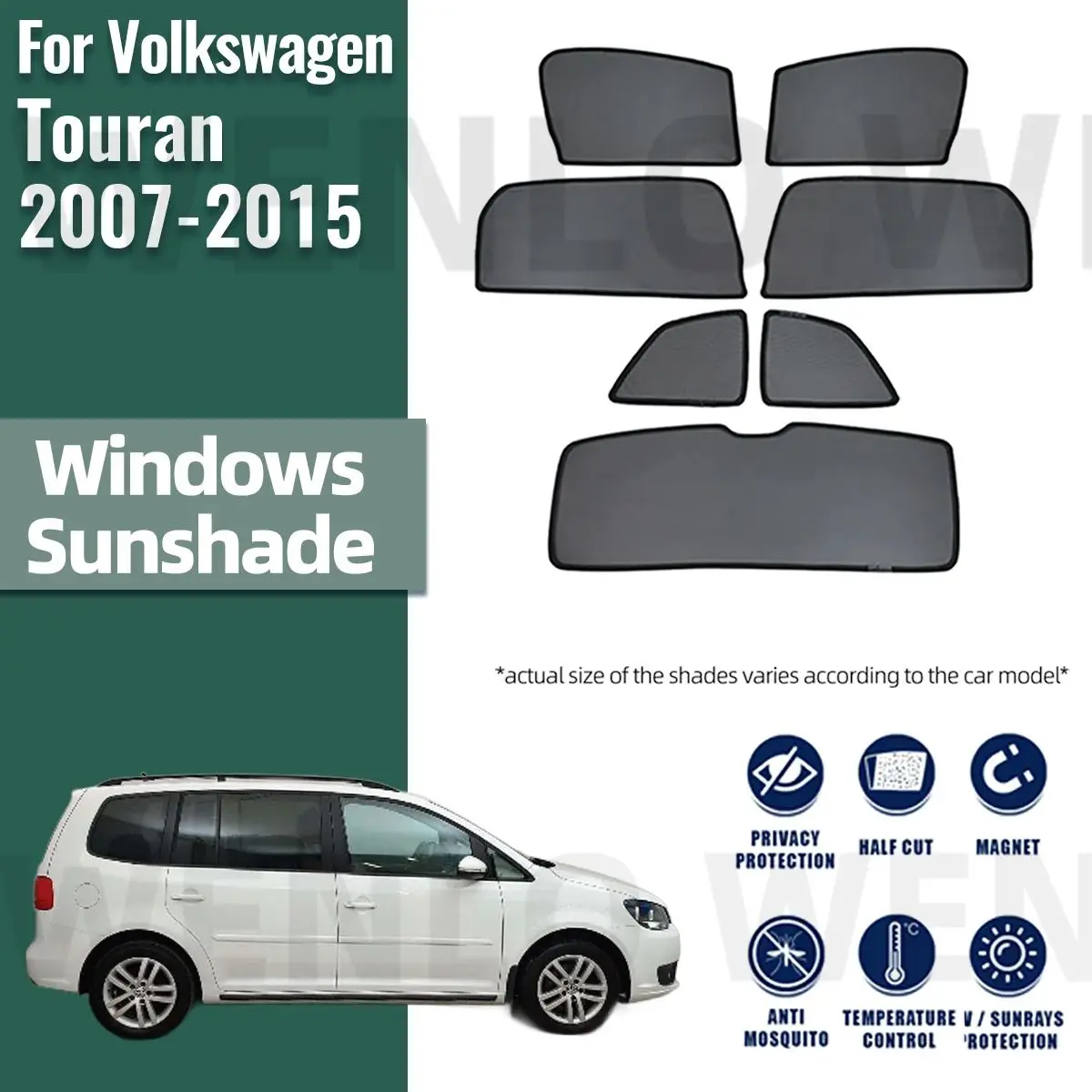 For-Volkswagen-VW-Touran-2007-2015-Side-Window-Sun-Shade-Visor-Magnetic ...