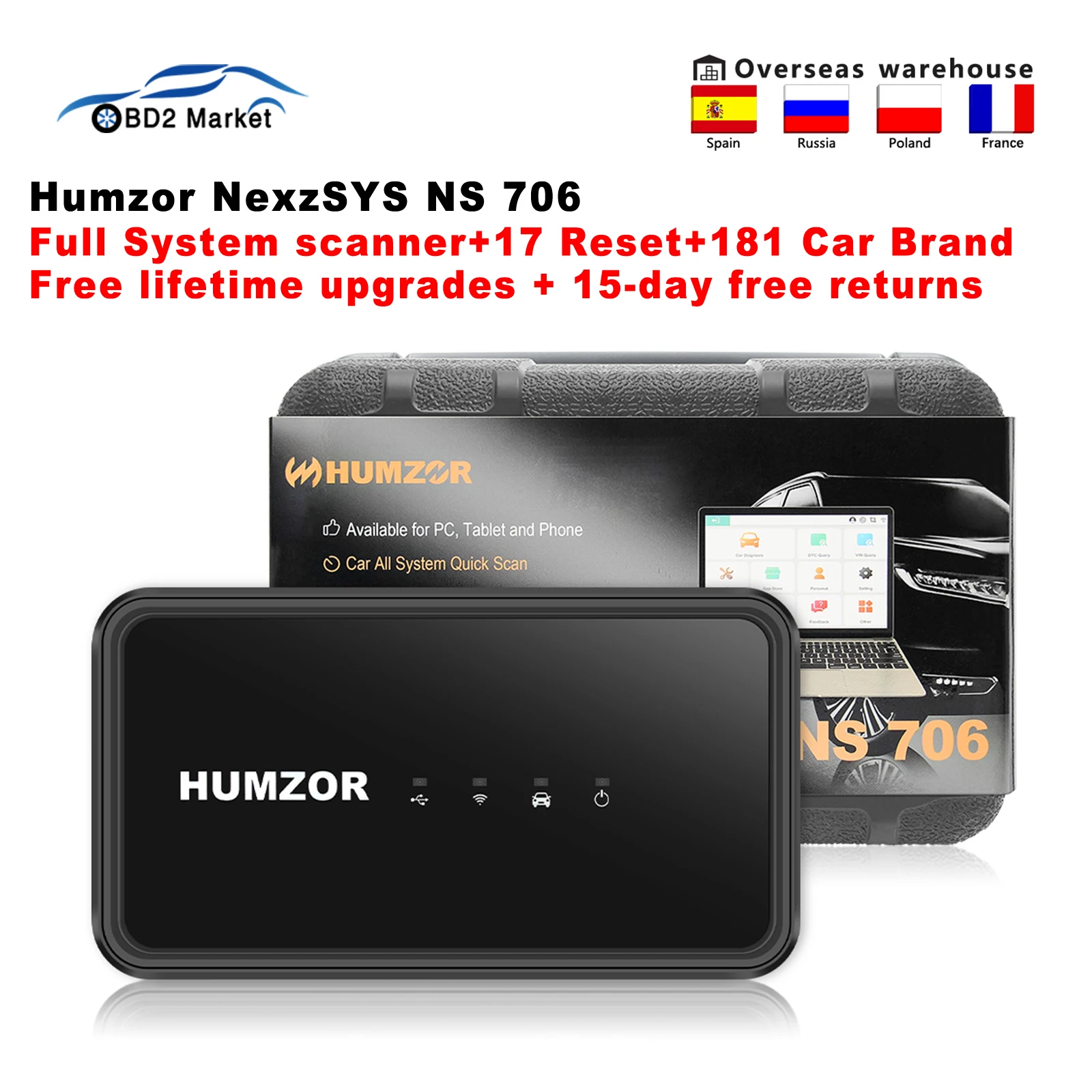 Humzor Nexzsys Ns 706 Full System Scanner 17 Reset Services Obd 2 Obd2 ...