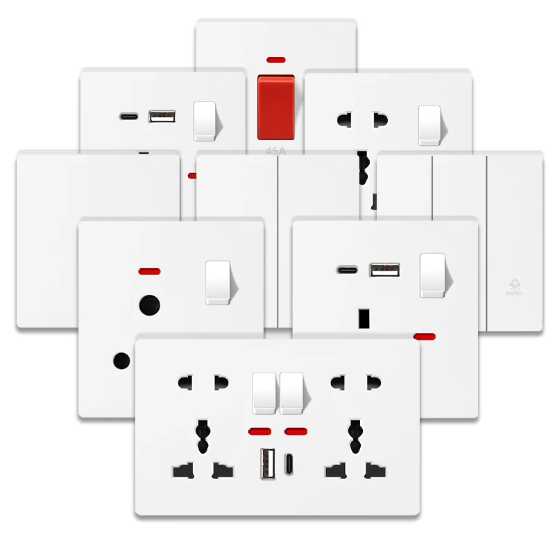 Universal White USB Type-C Smart Fast Charging Socket Double 5-pin ...
