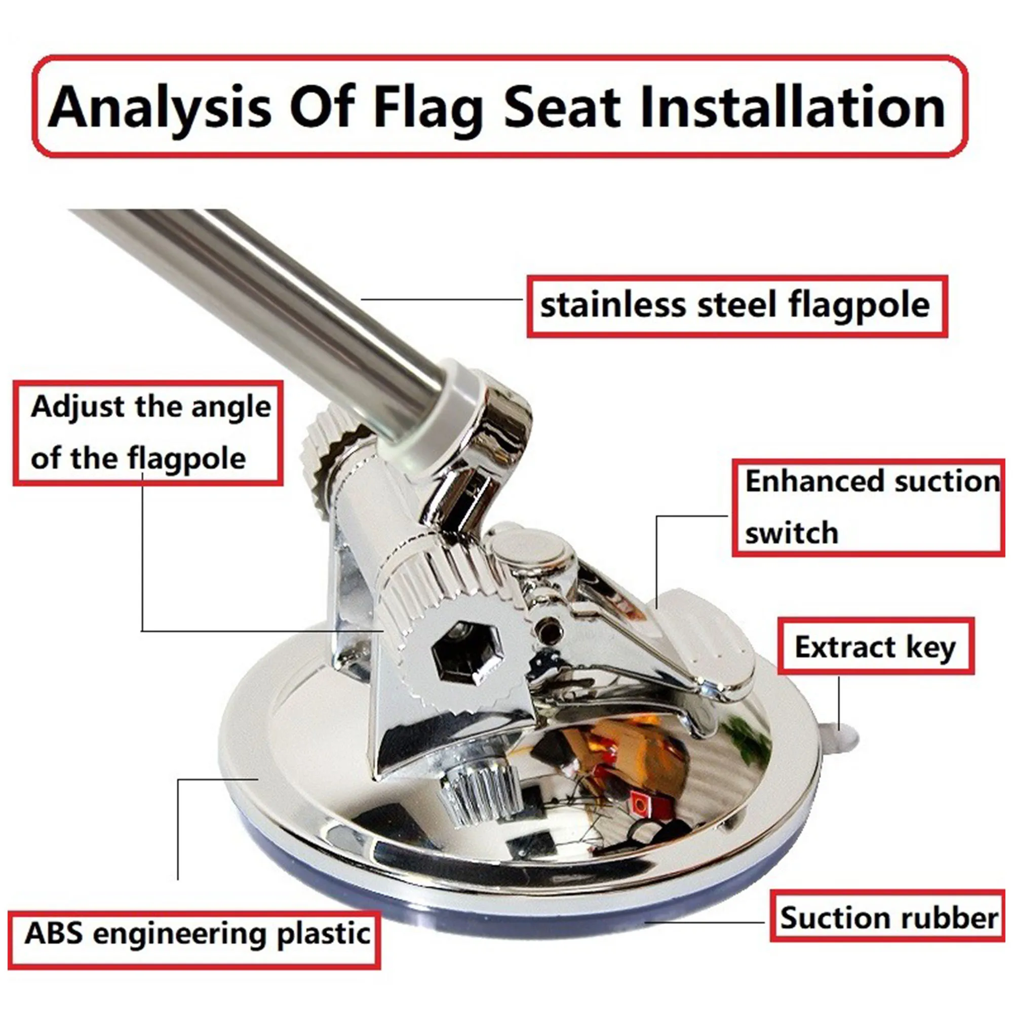 Car Suction Flag Pole Luminous - not include flag - NZshopsmart