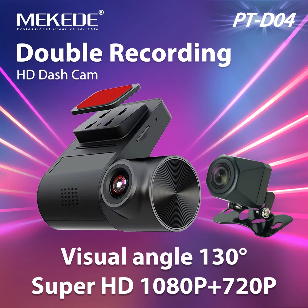 New Double Recording HD Dash Cam Visual angle 130° Super HD 1080P+720P ...