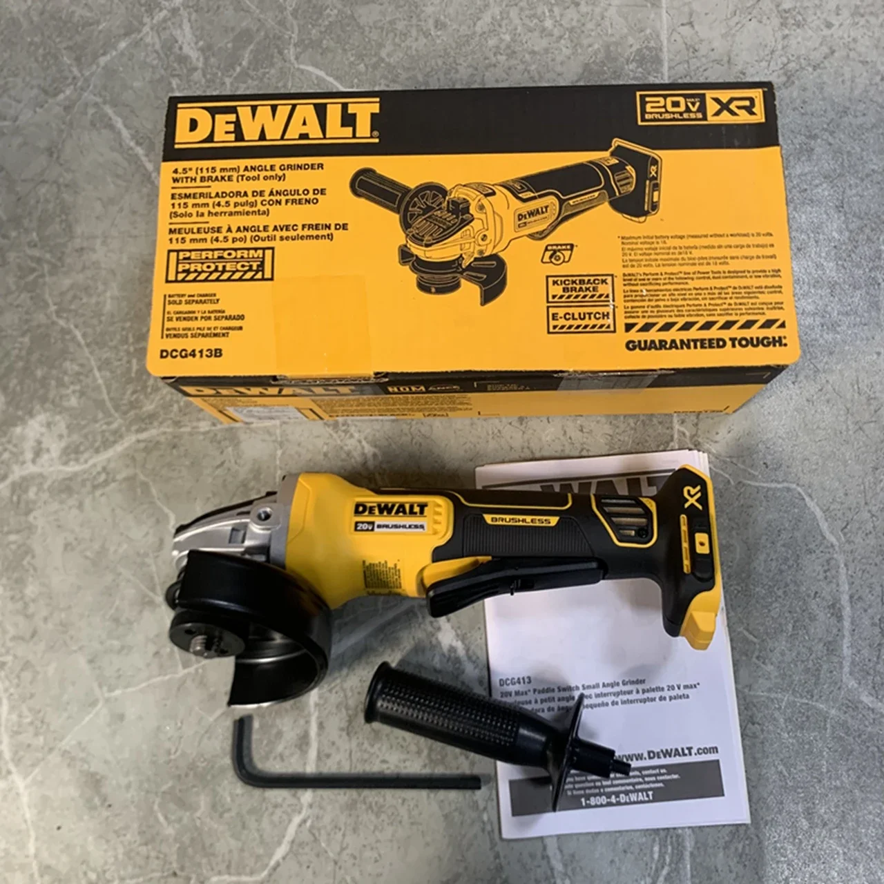 DEWALT-DCG413-Brushless-Cordless-Paddle-Switch-Small-115MM-4-5in-Angle ...