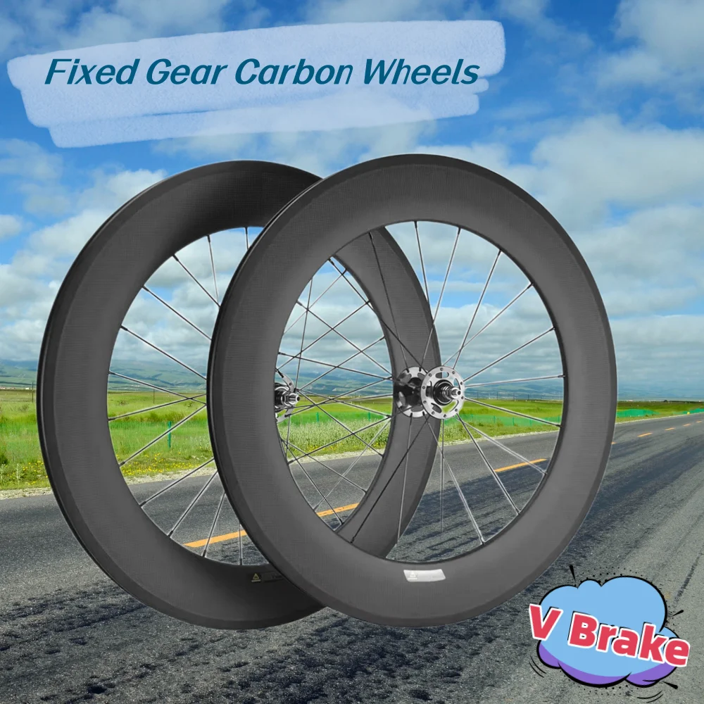 700c Clincher Rim Road Bicycle Wheelset Fixed Gear Carbon Wheel 30/35 ...