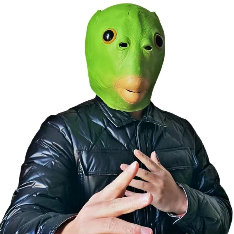 Funny Green Fish Head Mask For Adult Carnival Party Latex Halloween ...