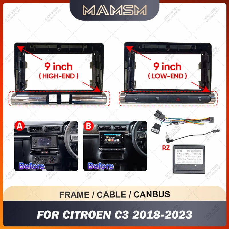 9inch Car Radio Plastic Fascias Panel Dashboard For CITROEN C3 2018 ...
