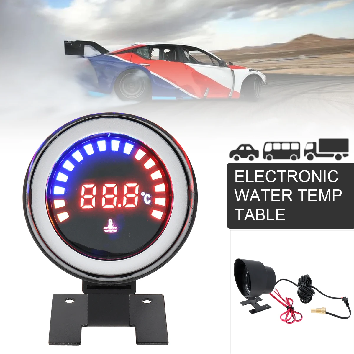52mm-Gauge-12V-Car-Temperature-Meter-2-White-Blue-LED-Electrical-Car ...