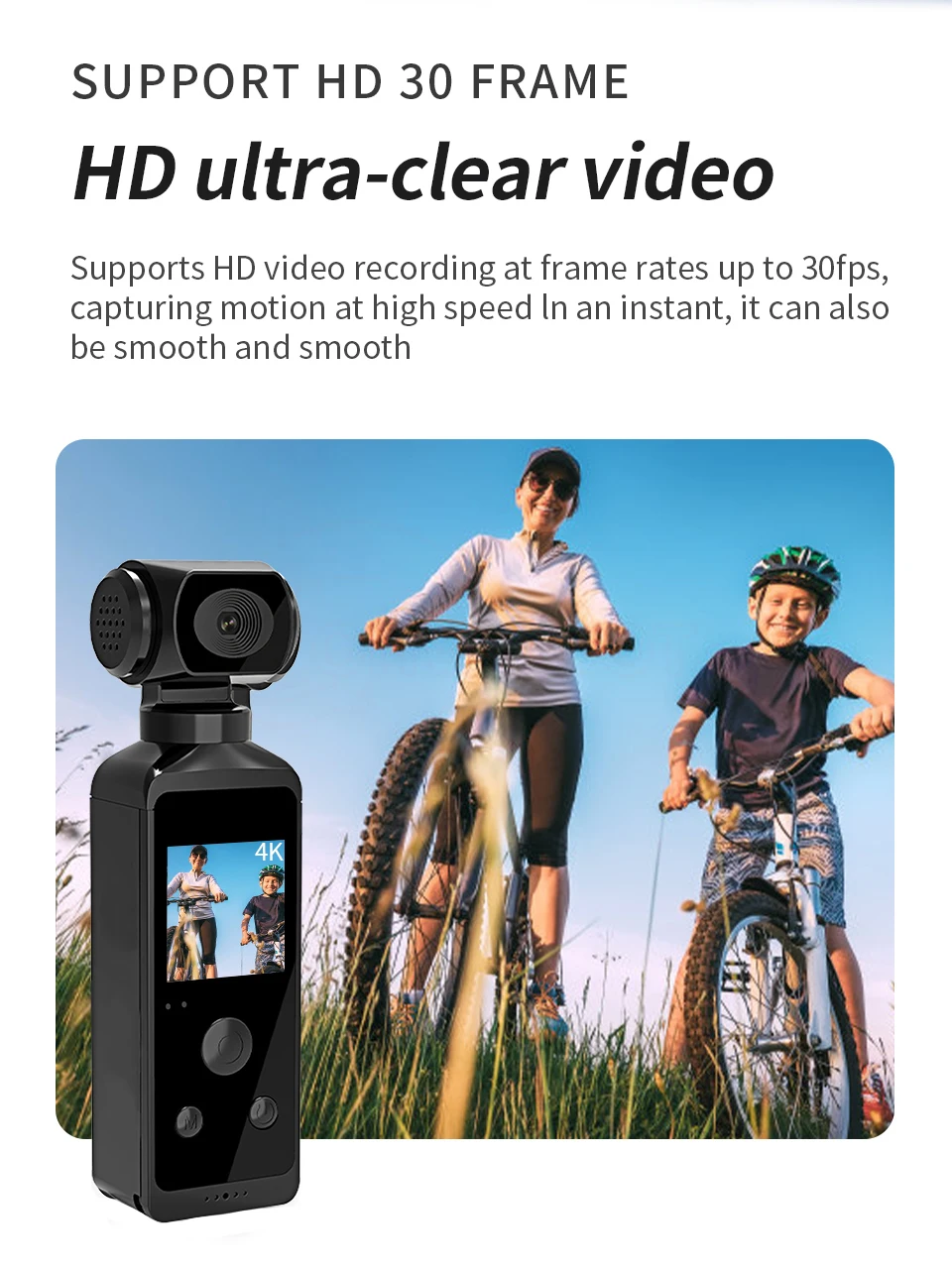 4K HD Pocket Action Camera - 270° Rotatable Wifi Mini Sports Camera wi ...