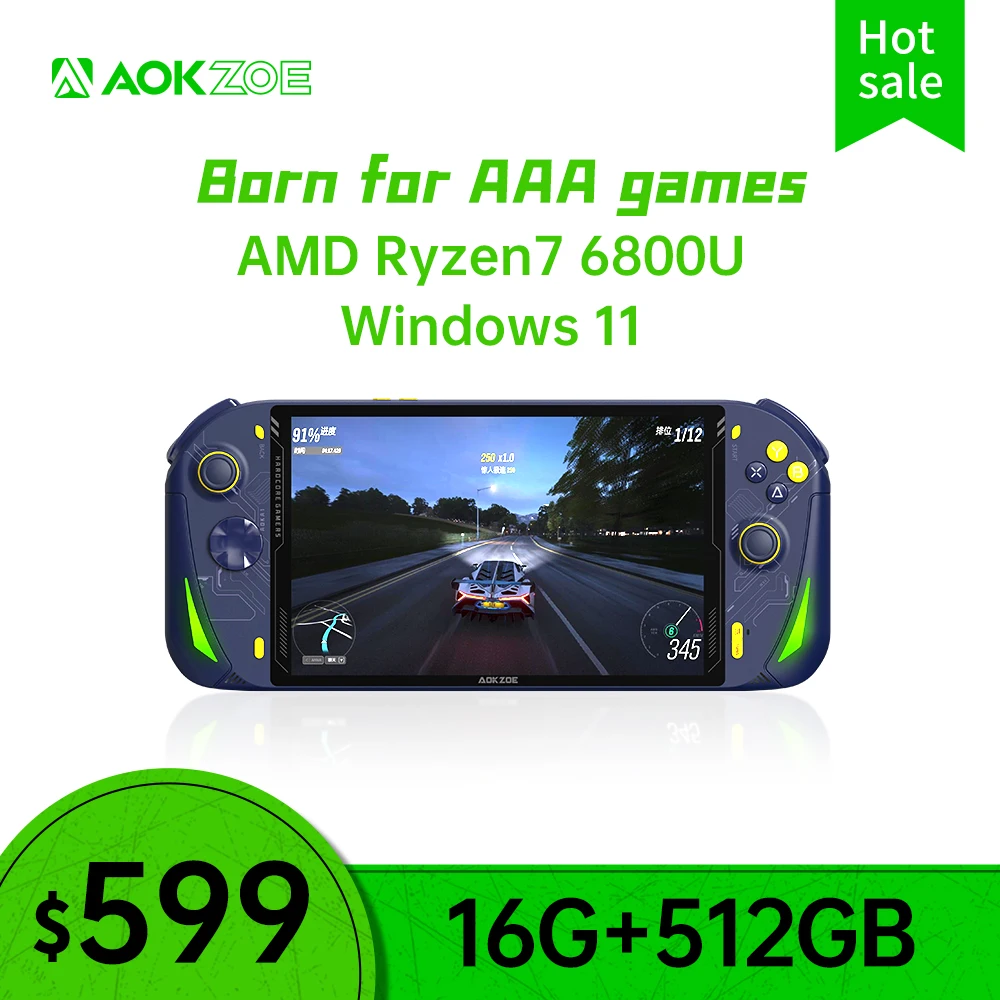 AOKZOE-Tablette de jeux avec écran tactile, ordinateur portable, console de jeu, Windows 11 ...