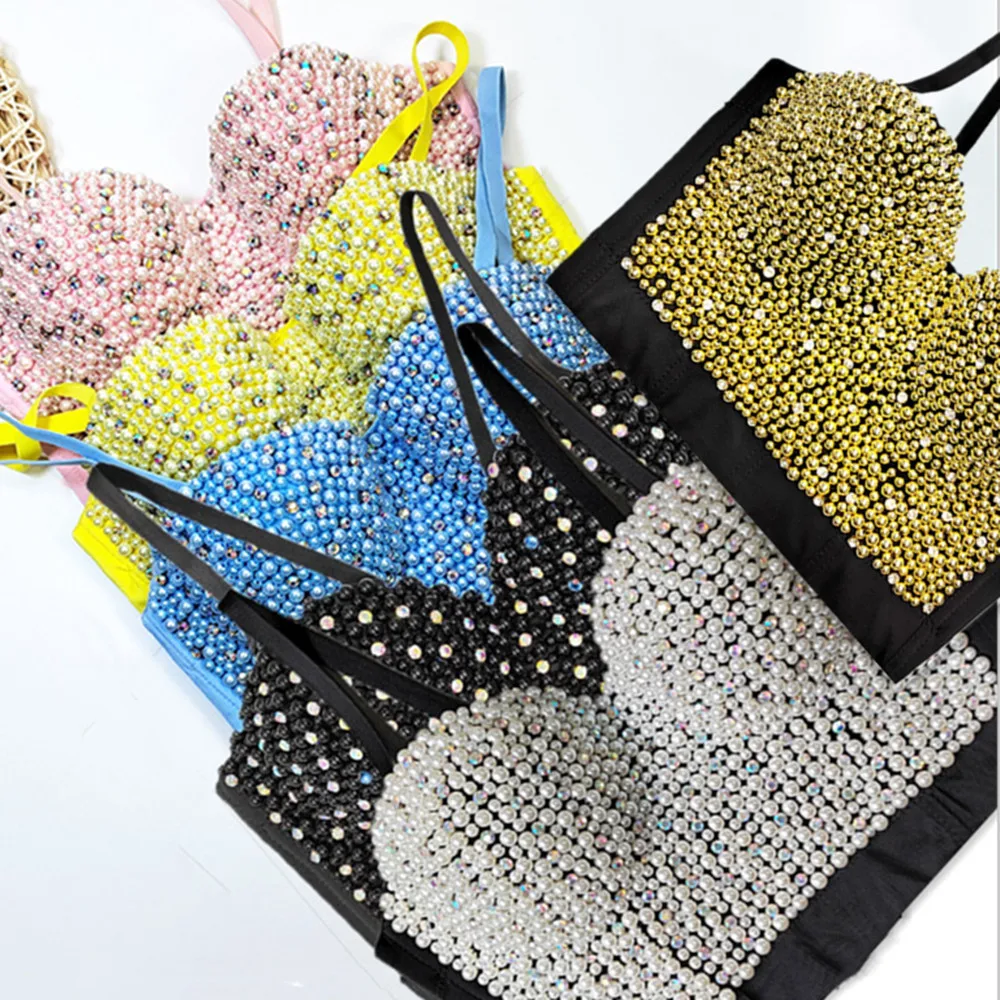 High-Quality-Hand-Made-Pearls-Jewel-Diamond-Bralet-Women-s-Bustier-Bra ...