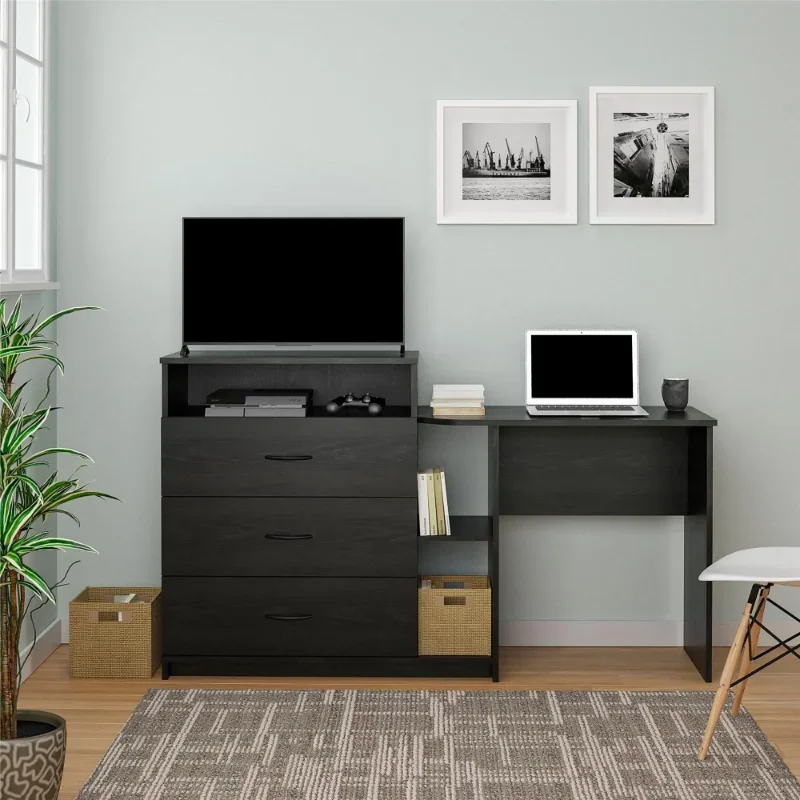 Elm Oak Somerset 3 in 1 Media Dresser and Desk Combo White makeup table vanity desk vanity table with drawers AliExpress