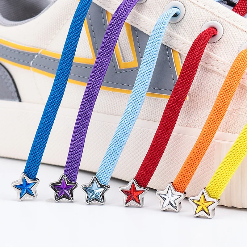 Rhinestone-Five-pointed-Star-Buckle-Shoelaces-Colorful-Diamond-No-Tie ...